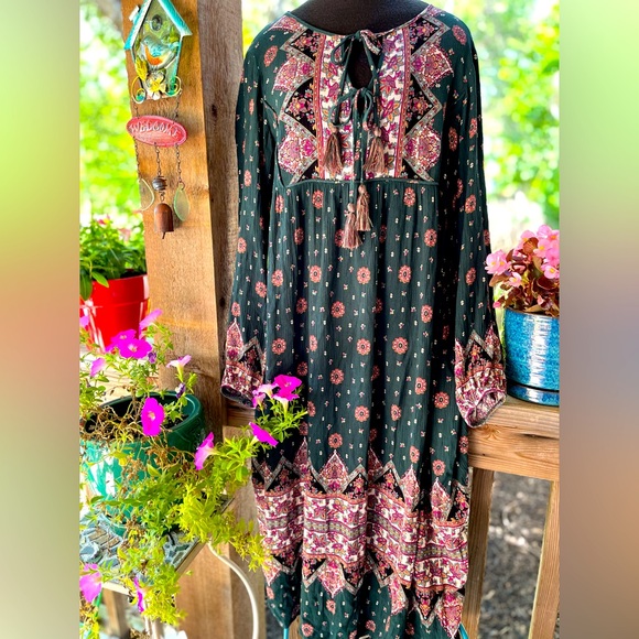 Knox Rose | Dresses | Knox Rose Green Floral Peasant Cottagecore Crepe ...